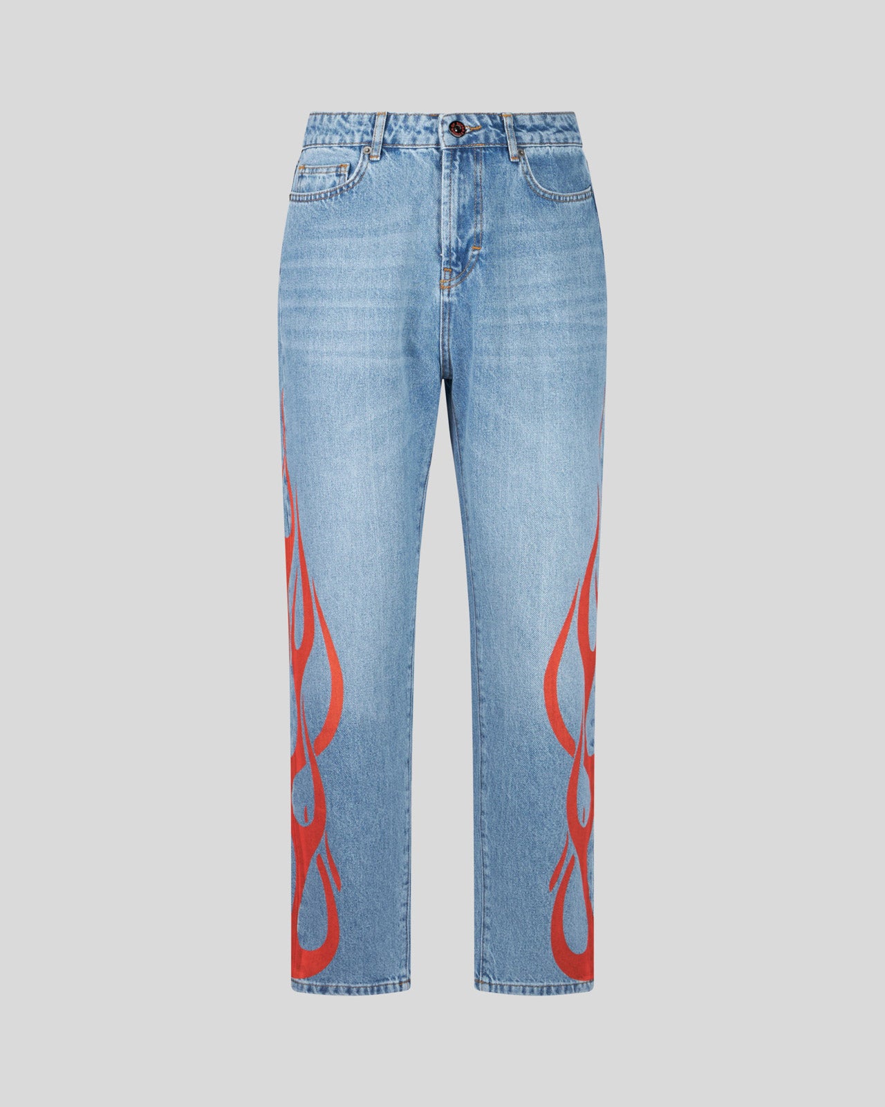VISION OF SUPER BLUE JEANS WITH RED FLAMES